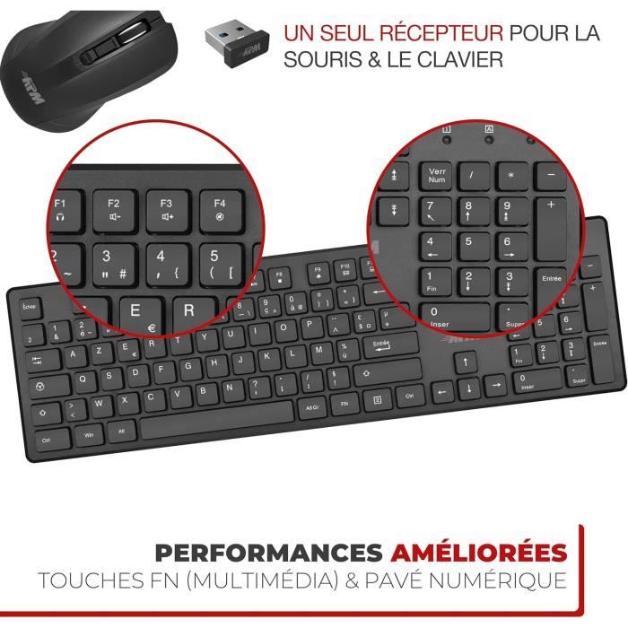 100042 - Pack- Combo Clavier Azerty Et Souris Optique - Technologie ...
