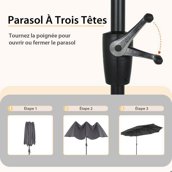 PULUOMIS Parasol Rectangulaire 4x2m - Parasol Double - Parasol de ...
