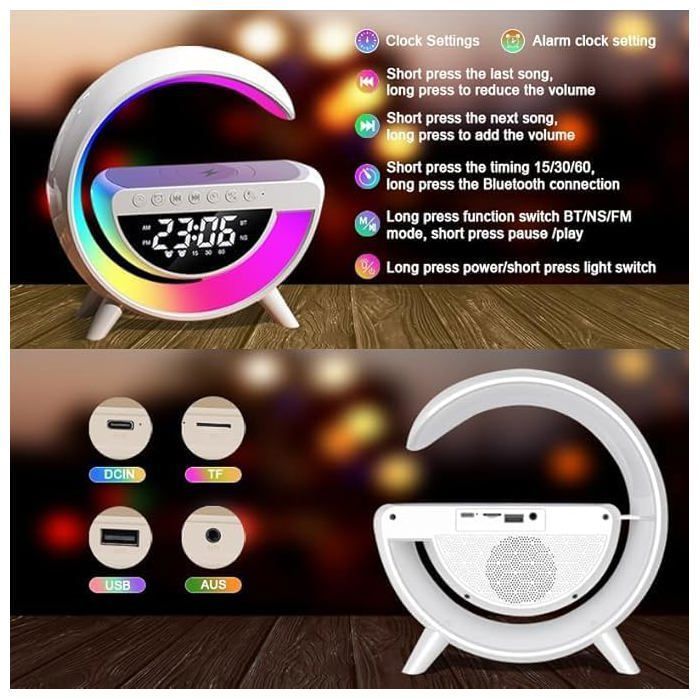 TECHTA Haut-parleur Bluetooth Lampe De Table Lumière Led 7 Couleurs ...