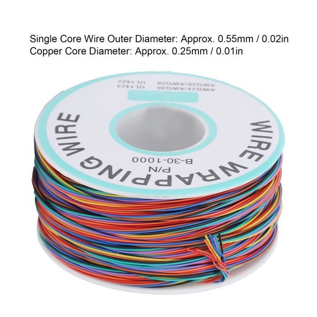 Fil de cuivre étamé monobrin 8 couleurs pour circuits imprimés et cbles ...