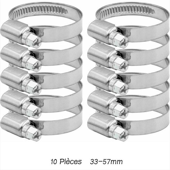 Collier de Serrage Tuyau Réglable 33-57mm Gamme en Acier Inoxydable 304 ...