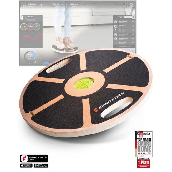 Sportstech BB100 balance board premium en bois |Balance intégrée ...