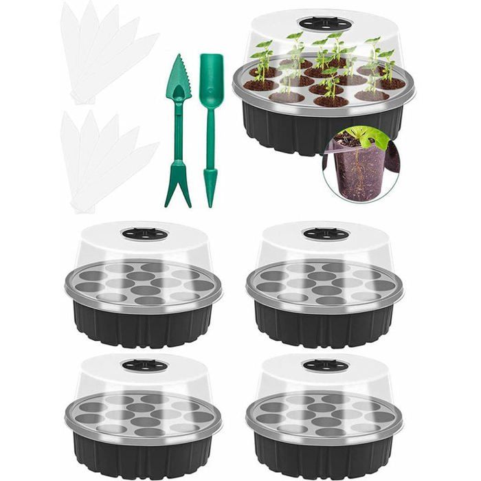 Lot de 5 bacs semis ronds mini serre pour semis avec outils de ...