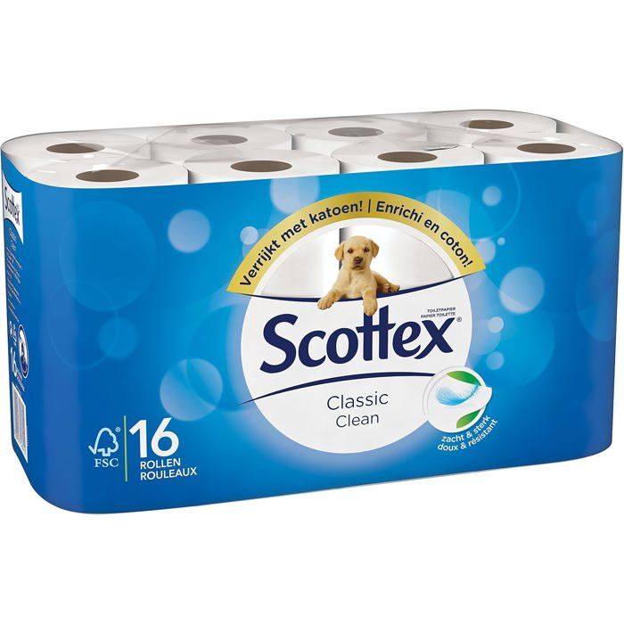 Scottex Papier Toilette - Classique - Pack de 16 Rouleaux178 ...