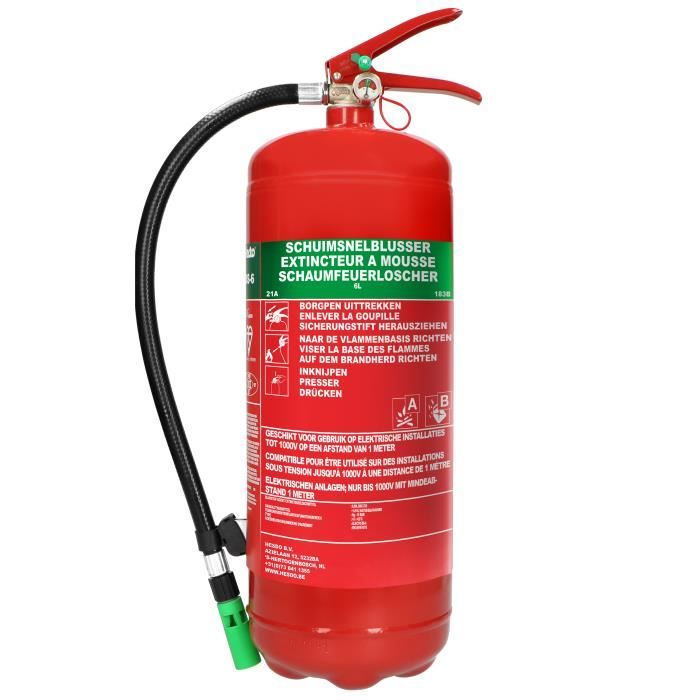 Extincteur à mousse - Alecto - BS6 - 6 litres - Rouge - Conforme EN3 ...