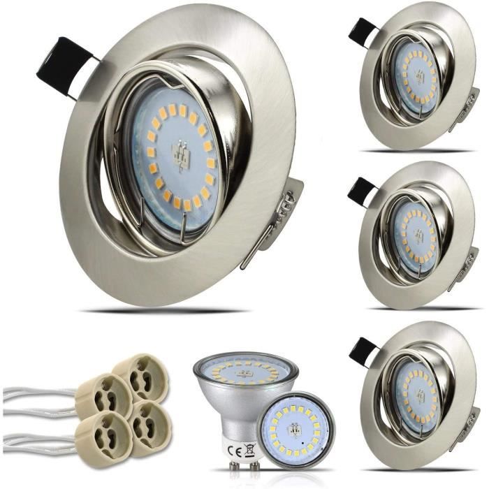 Spot LED rond encastrable.Moderne Edelstahl Gebürstet Naturalweiß 4er ...