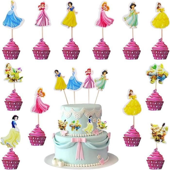 48Pcs Cupcake Toppers,Princess Gâteau Toppers, Fête Décoration Gâteau D ...