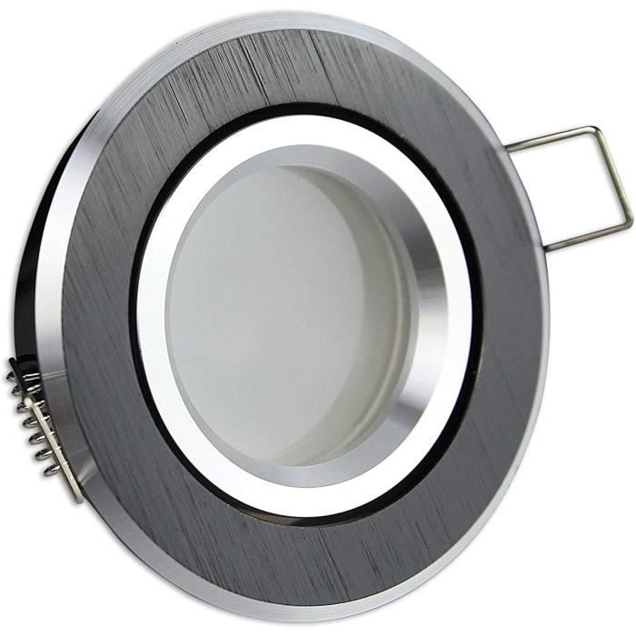 Spot encastré LED noir rond 9 watts blanc chaud GU10 230V - spots ...