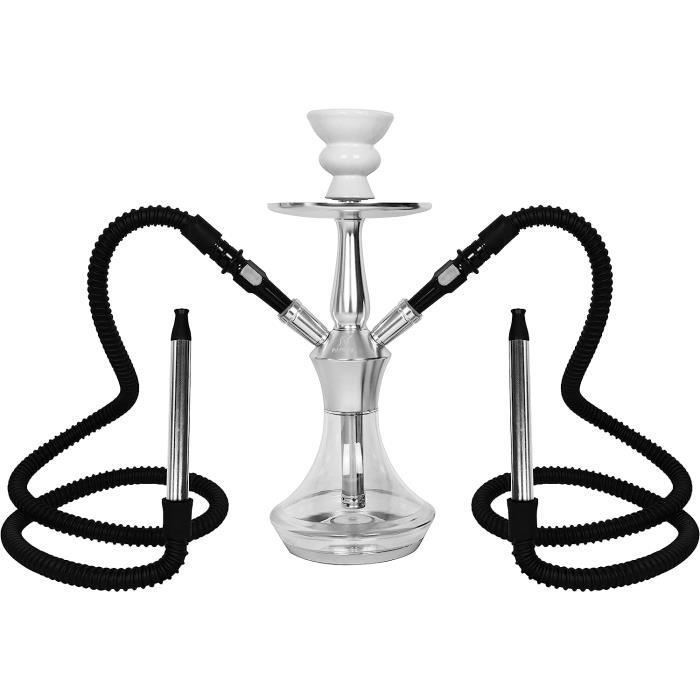 Chicha narguilé N3 2 Tuyaux design 2021 aluminium, vase acrylique 35cm ...