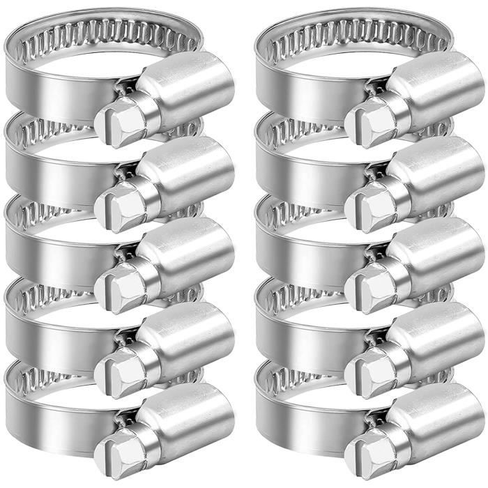 10 Pcs 20 - 32 mm Collier de Serrage pour Tuyaux Tuyau Clips Ajustable ...