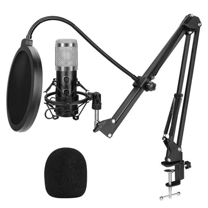 Microphone,Microphone USB E20 PC, micro avec bras Ring Light de 6 ...
