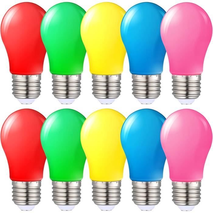 Lot De 10 E27 Ampoule Led 1W, Led Colorful Bulb Lampe De Couleur 360 ...