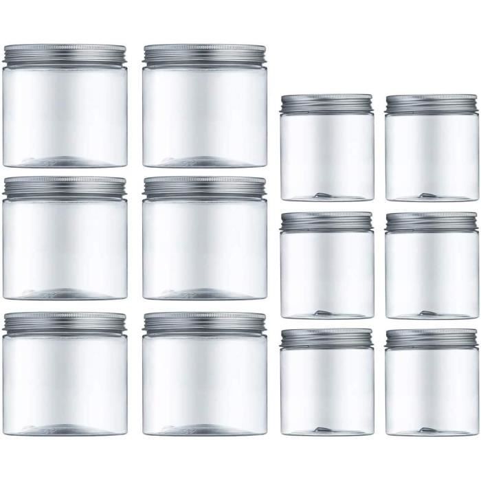 Conserve Et Confiture Bocal Plastique Transparent 12 Stück (6 400Ml + 200Ml) Bocaux Recipient ...