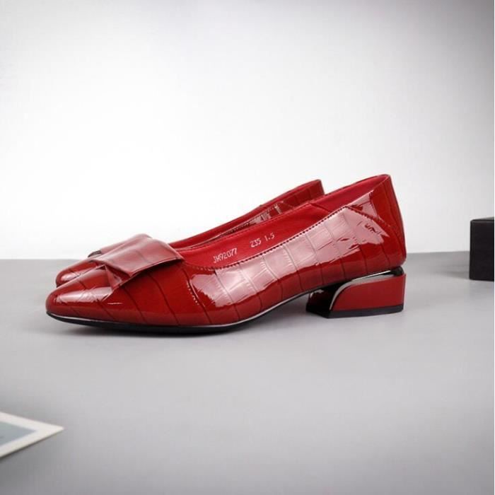 Sandales en cuir verni rouge pour femmes - ECELEN - Grande taille ...
