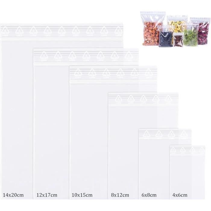 500 Sacs à Fermeture avec 6 Tailles,Sacs en Plastique Transparents ...