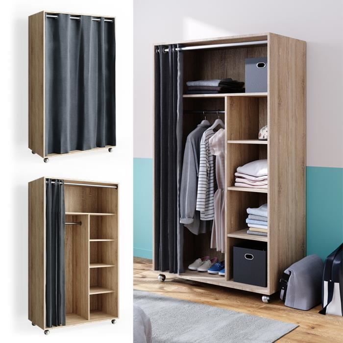 VICCO DOROS Armoire-penderie mobile sur roulettes, armoire d’entrée ...
