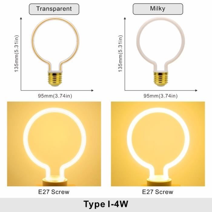 AMPOULE LED,Type I 4W E27-Transparent--Ampoule LED Edison Vintage à Filament doux, E27, E14, 4W ...