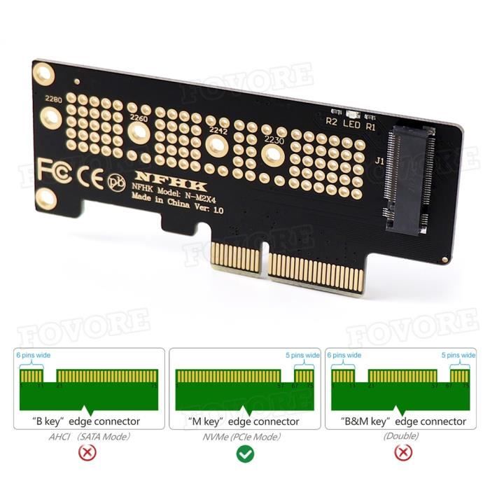 Carte adaptateur NVMe PCI express m2 NGFF SSD vers PCI e x4, carte PCIe x4 vers M.2 avec support ...