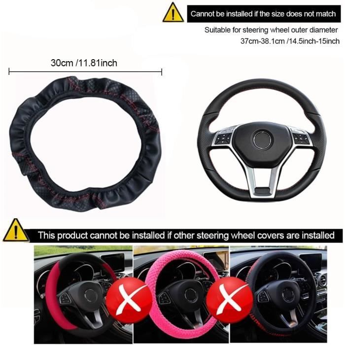 Couvre Volant Voiture, Universelle Housse Volant Voiture En Cuir Microfibre, Antidérapante ...