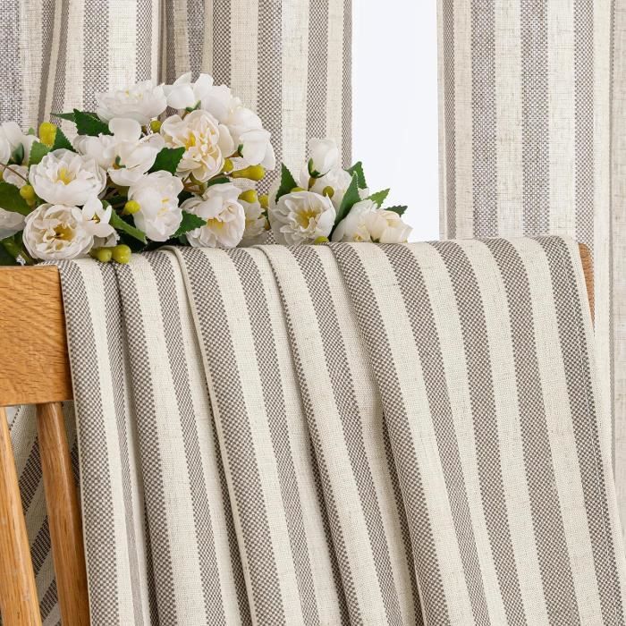 Rideaux À Rayures Verticales Marron Classiques Pour Salon, Rideaux ...