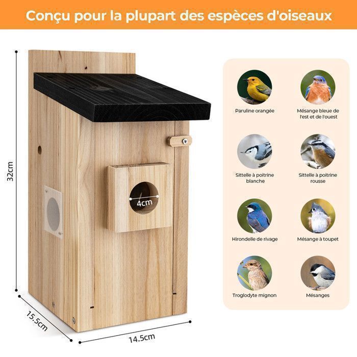 VOLIERE Nichoir pour oiseaux avec caméra, caméra pour nichoir d ...