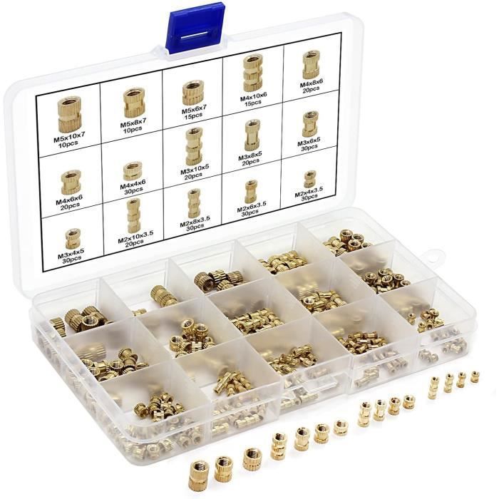Assortiment de noix en laiton - M2 M3 M4 M5 - Inserts de filetage ...