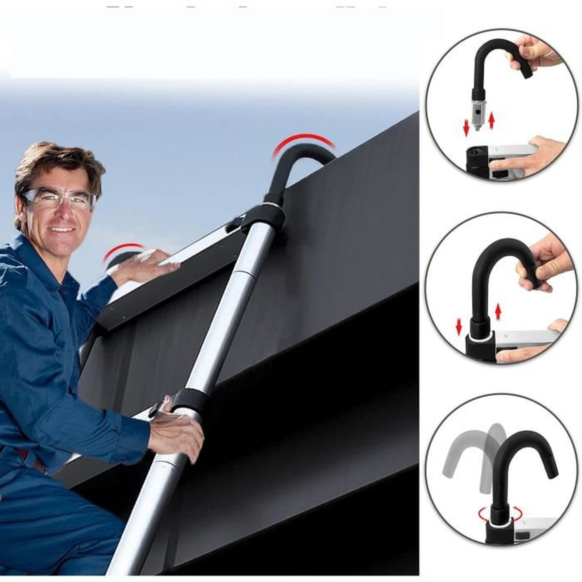 Escabeau Télescopique en Alluminium Extensible Multifonction,Échelle ...