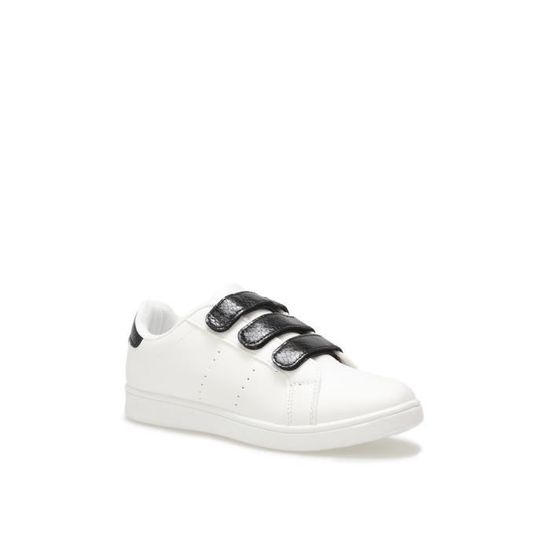 Baskets bi-matières basses à scratch Blanc_noir - Cdiscount Chaussures