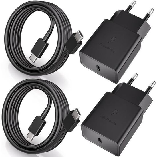 2 Pack Chargeurs Usb C 15W, Fast Charger Avec Câble De Charge De 1,5M ...