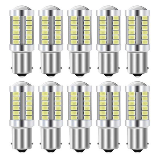Phares - feux,WHITE-1157 BAY15D P21-5W--Ampoule LED BAY15D 10X BAU15S PY21W 1156 BA15S P21W, feu ...