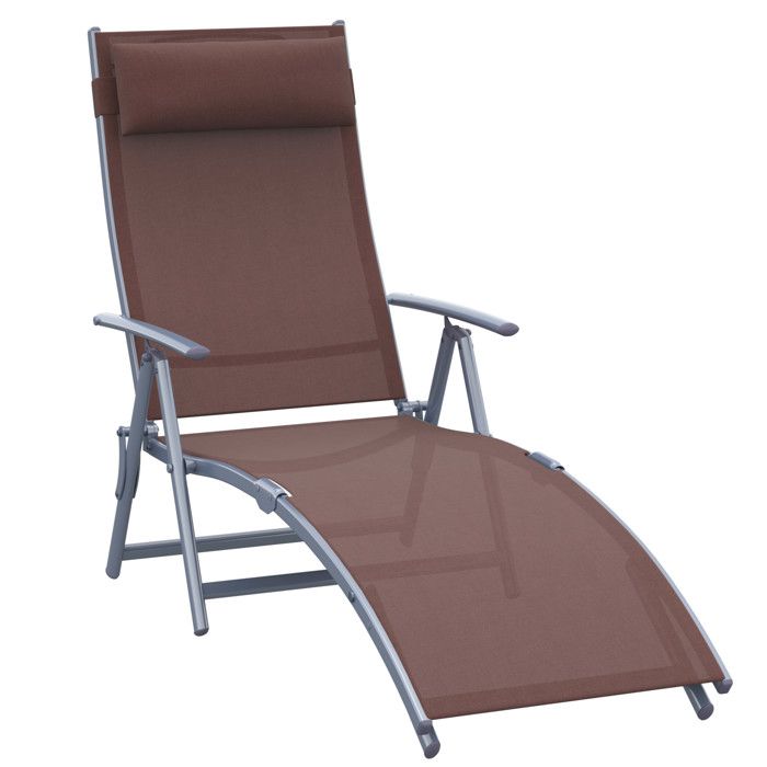 LIA Transat chaise longue bain de soleil pliable 137x64x101cm métal ...