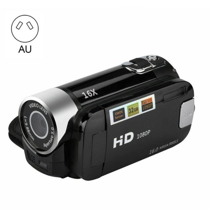 AU noir-DLS-Caméra de sport professionnelle, 1080P, HD, caméscope ...