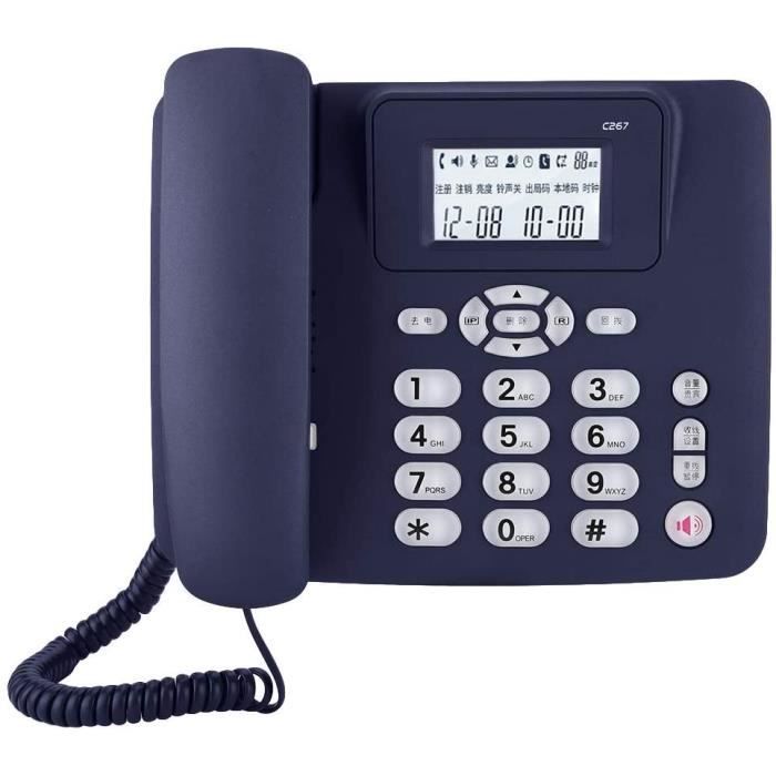 Téléphone Fixe, téléphone Fixe Filaire sans Batterie avec Bouton en ...