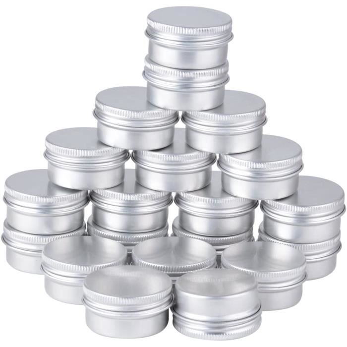 Lot de 20 Pots Vide 15ML en Aluminium Argenté Pot avec Couvercle ...
