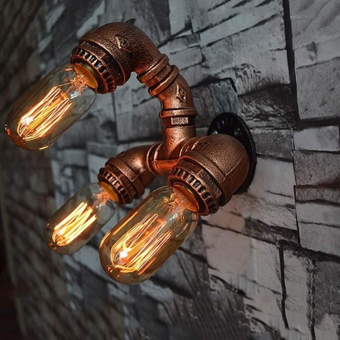 Fer Art Rétro Pipe À Eau En Métal Applique Murale Éolienne Tube ...