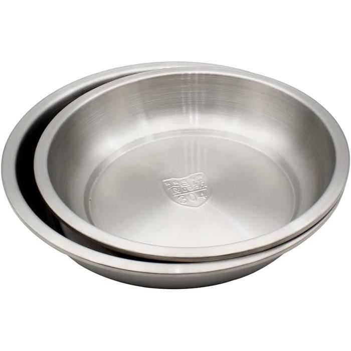 2 Pièces Assiette Plate Inox, Assiettes À Dîner, Assiettes Service De ...