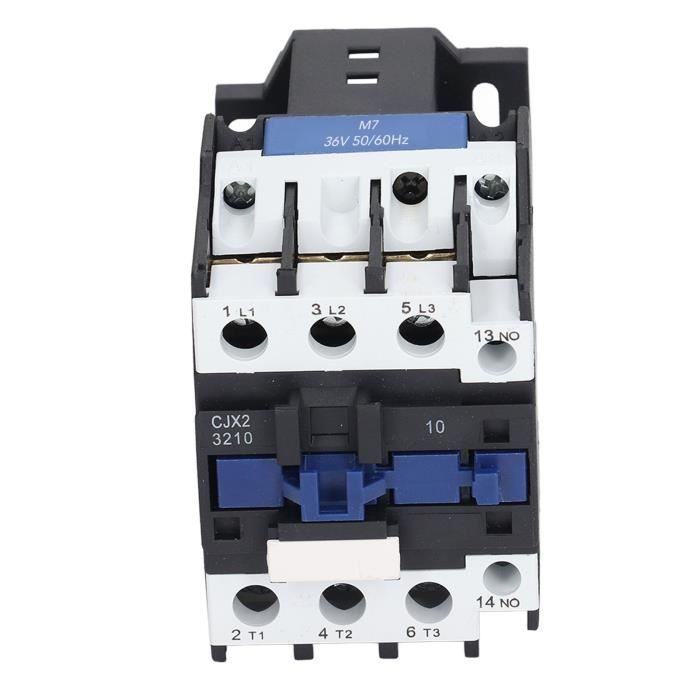 HURRISE contacteur AC sur rail DIN Contacteur AC 32A 3 pôles 3 phases Contact argent contacteur ...