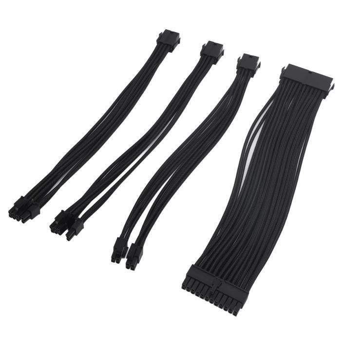 Mxzzand Lot de 4 Câbles d'Alimentation Extension PC 30cm 18AWG ATX 24 ...