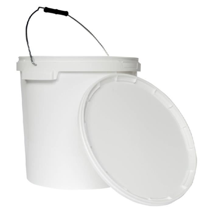 NIPTER Seau plastique blanc avec anse métal et Couvercle 20 l - 1 pièce ...