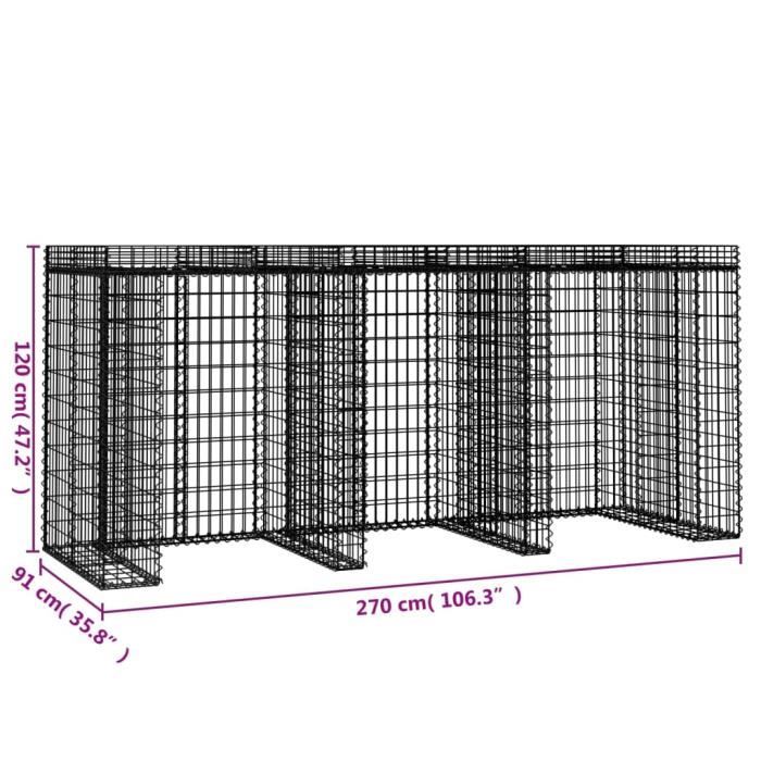 Mur de gabion pour poubelle 270x91x120 cm fer galvanisé- SALALIS ...