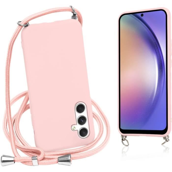 Coque Avec Cordon Pour Samsung Galaxy A54 5G Rose Silicone Coque Collier Réglable Téléphone ...