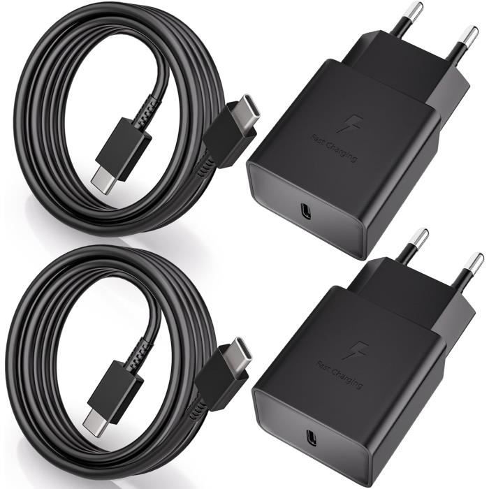 2 Pack Chargeurs Usb C 15W, Fast Charger Avec Câble De Charge De 1,5M ...
