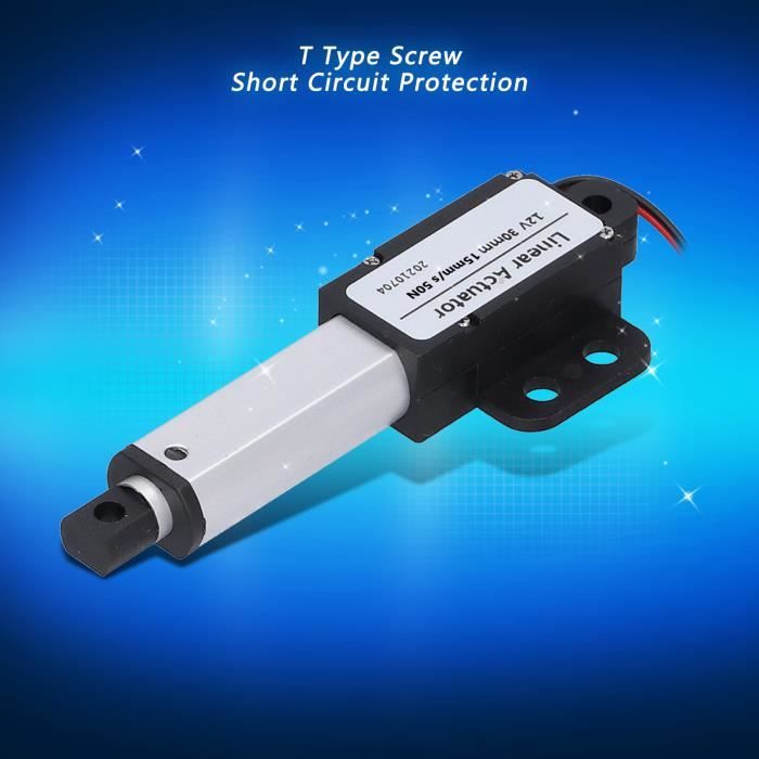 Vvikizy Actionneur linéaire DC 12V 30mm 50N Course Protection contre les courts-circuits à ...