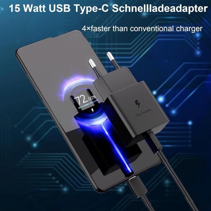 2 Pack Chargeurs Usb C 15W, Fast Charger Avec Câble De Charge De 1,5M ...