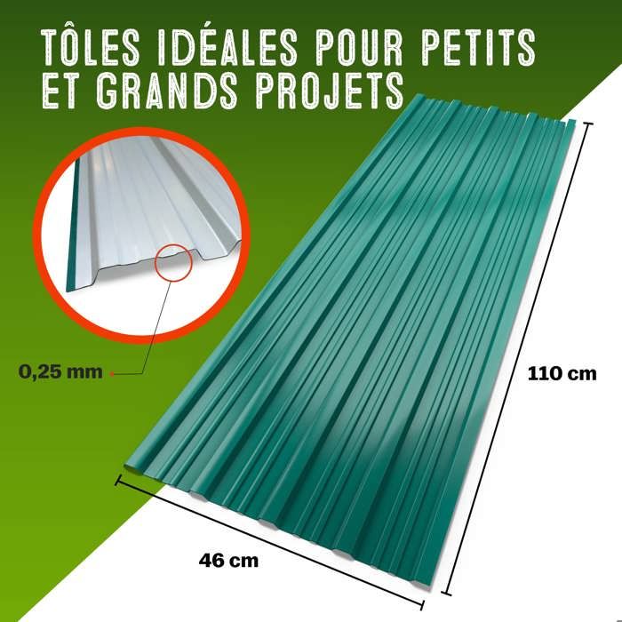 28x Tôles de bardage 110x46cm 14m² galvanisé tôle trapézoïdale ondulée ...