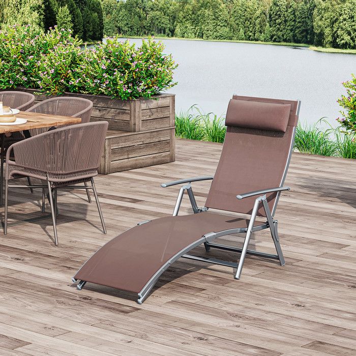 LIA Transat chaise longue bain de soleil pliable 137x64x101cm métal ...