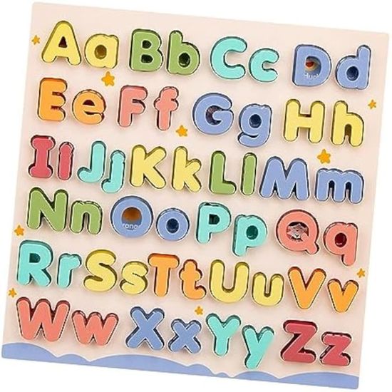 Puzzle éducatif en bois ABC - Montessori - Lettres majuscules et ...