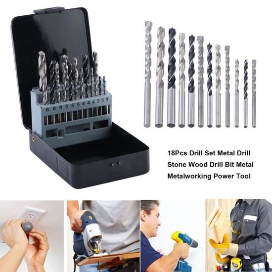 18pcs ensemble foret perceuse en métal haute précision - Cdiscount ...