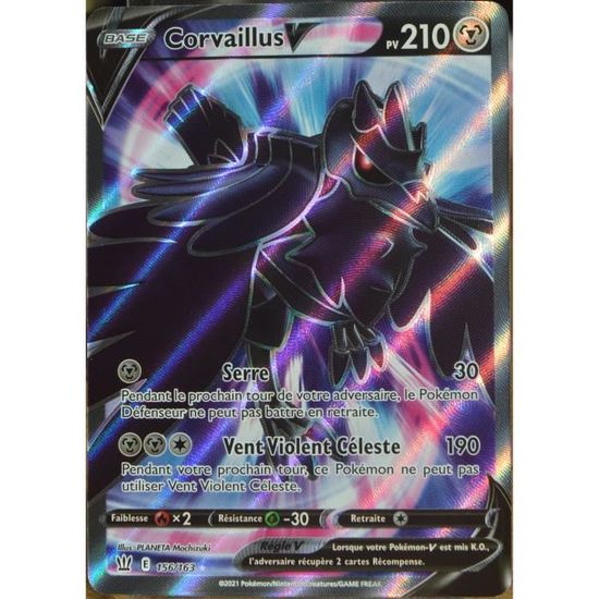Carte Pokémon Corvaillus V 210 PV 156-163 EB05 - Styles de Combat NEUF ...
