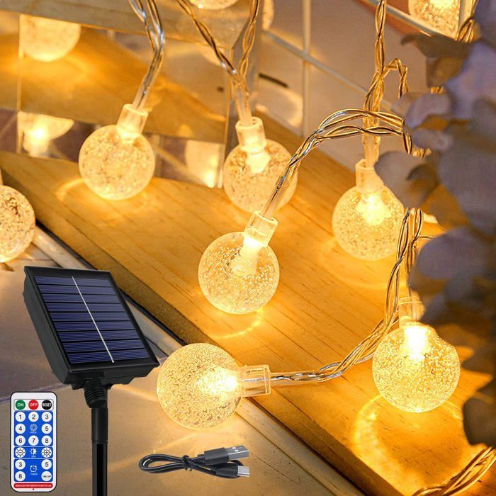 Guirlande Lumineuse Solaire Extrieure 20m 160 LED Filet Lumineux Blanc ...